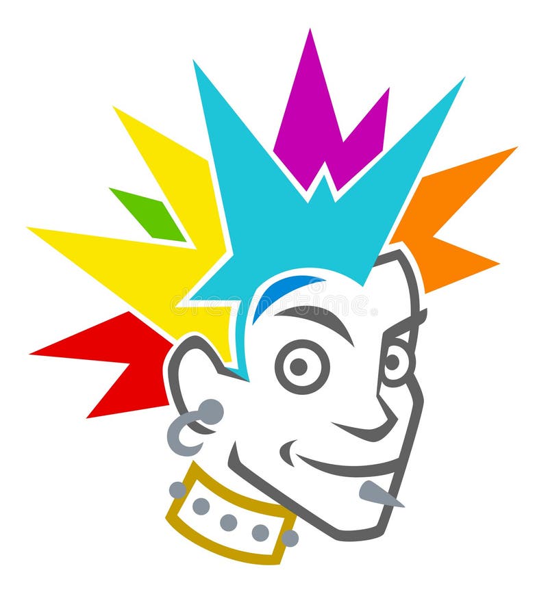 Funny Punk Rocker with Guitar Bag on Shoulders. Guy with Green Mohawk ...