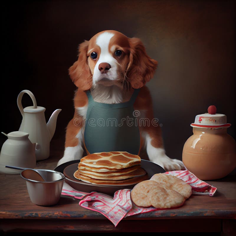 Funny puppy dog cooking. stock illustration. Illustration of animal ...