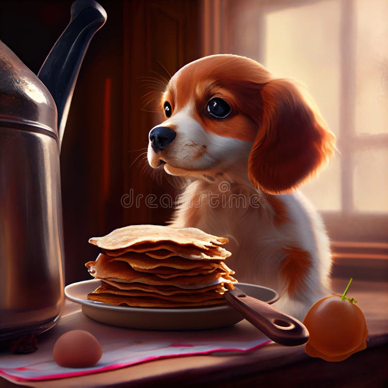 Funny puppy dog cooking. stock illustration. Illustration of chef ...