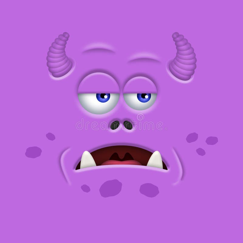 Funny Purple Monster Face Illustration. Stock Illustration ...