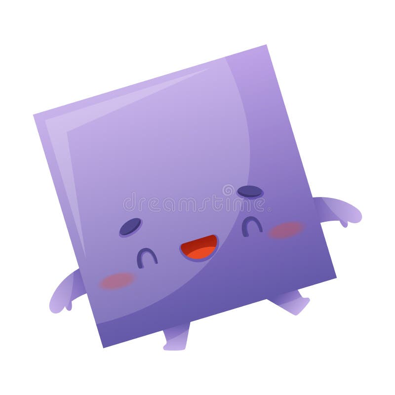 Funny Purple Square As Geometric Shape Character with Smiling Face ...