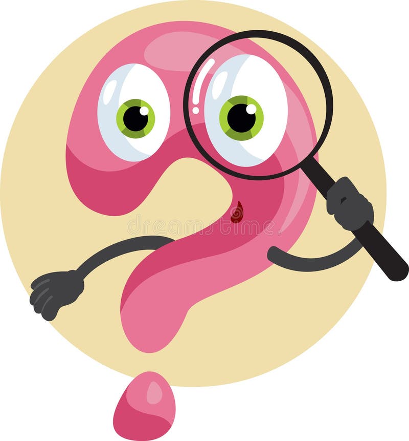 Funny Question Mark Vector Character with Magnifier Stock Illustration ...