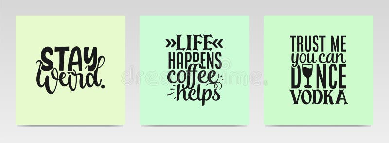 Funny Quotes Letter Typography Set Illustration Stock Vector ...