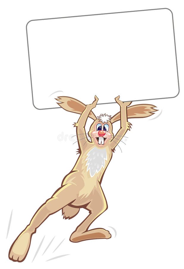 Funny Rabbit with a Blank Card (board) Stock Vector - Illustration of ...