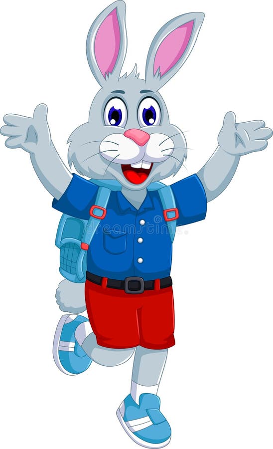 Funny Rabbit Cartoon Going To School Editorial Stock Image ...
