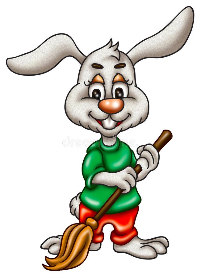 3d rabbit cleaning concept stock illustration. Illustration of domestic ...