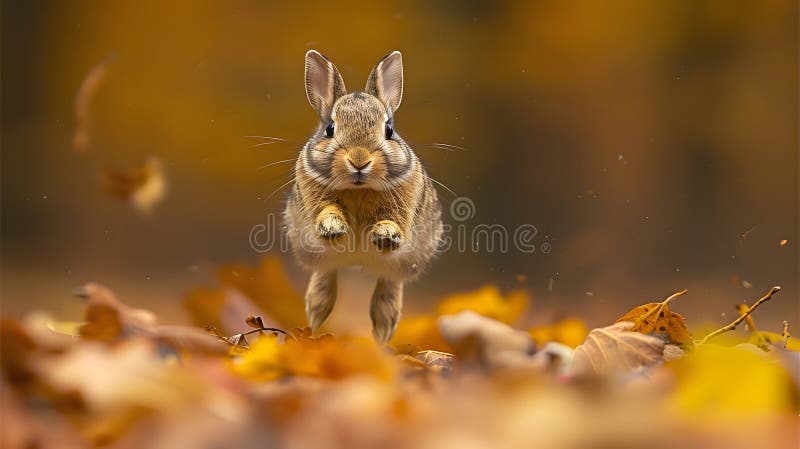 Funny Rabbit Flying. Image of a Playful Tabby Rabbit Jumping in Mid-air ...