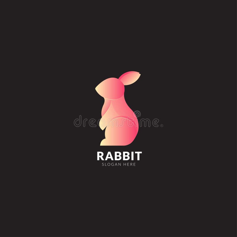 Funny Rabbit Logo Concept. Cute Rabbit Pink Gradient Design Stock ...
