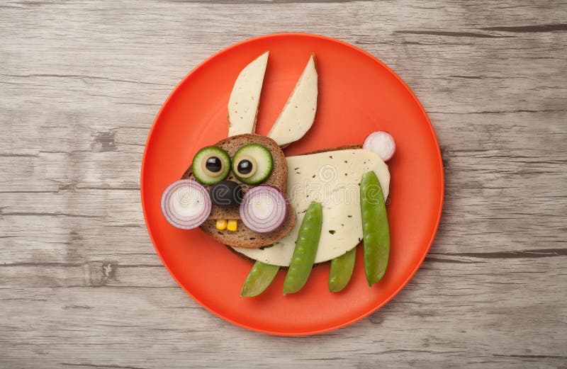 Funny Rabbit Made of Bread and Vegetables Stock Image - Image of ...