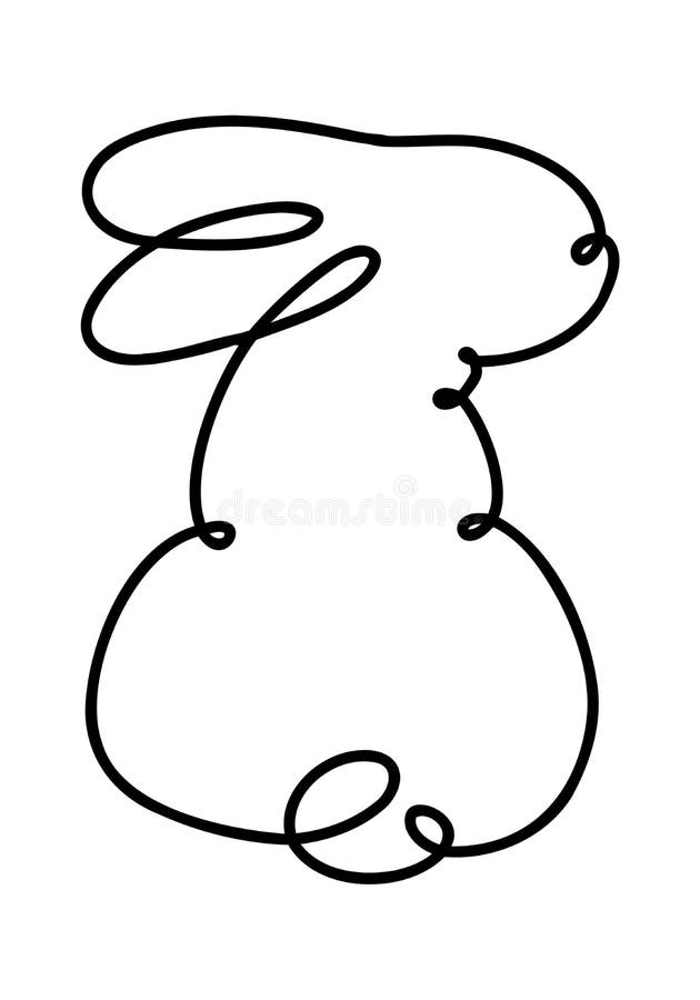 Funny Rabbits. Easter Bunny Continuous One Line Drawing. Black and ...