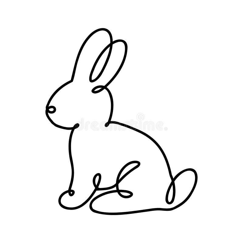 Funny Rabbits. Easter Bunny Continuous One Line Drawing. Black and ...