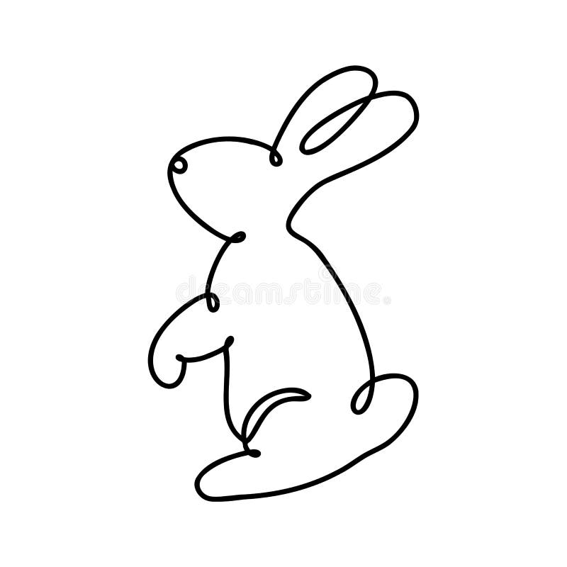 Funny Rabbits. Easter Bunny Continuous One Line Drawing. Black and ...