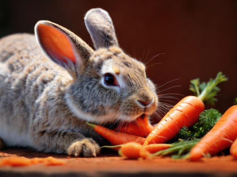 Funny Rabbits Eating Carrots Stock Image - Image of carrot, green ...