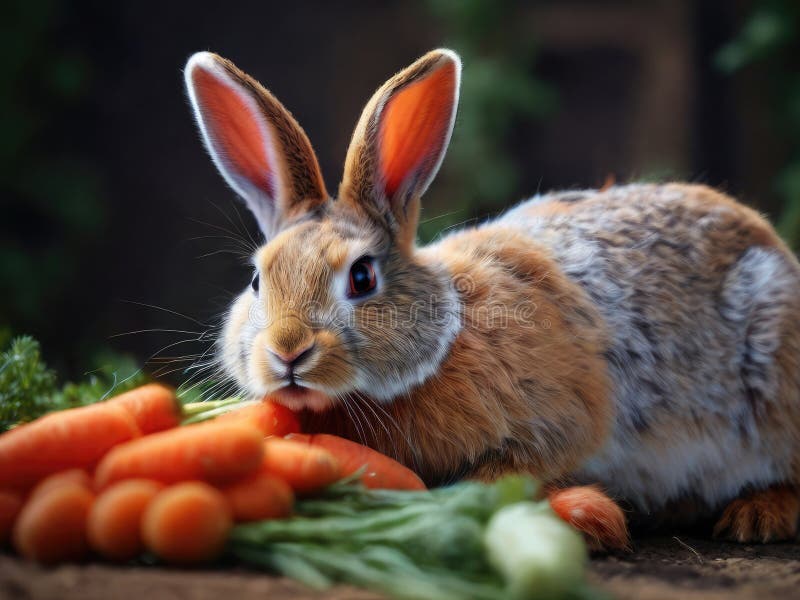 Funny Rabbits Eating Carrots Stock Photo - Image of easter, rodent ...