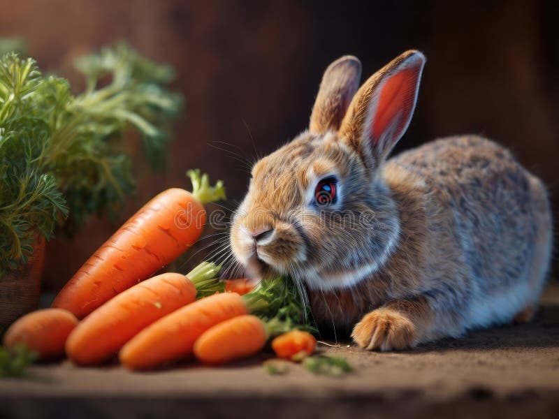 Funny Rabbits Eating Carrots Stock Image - Image of nature, happy ...