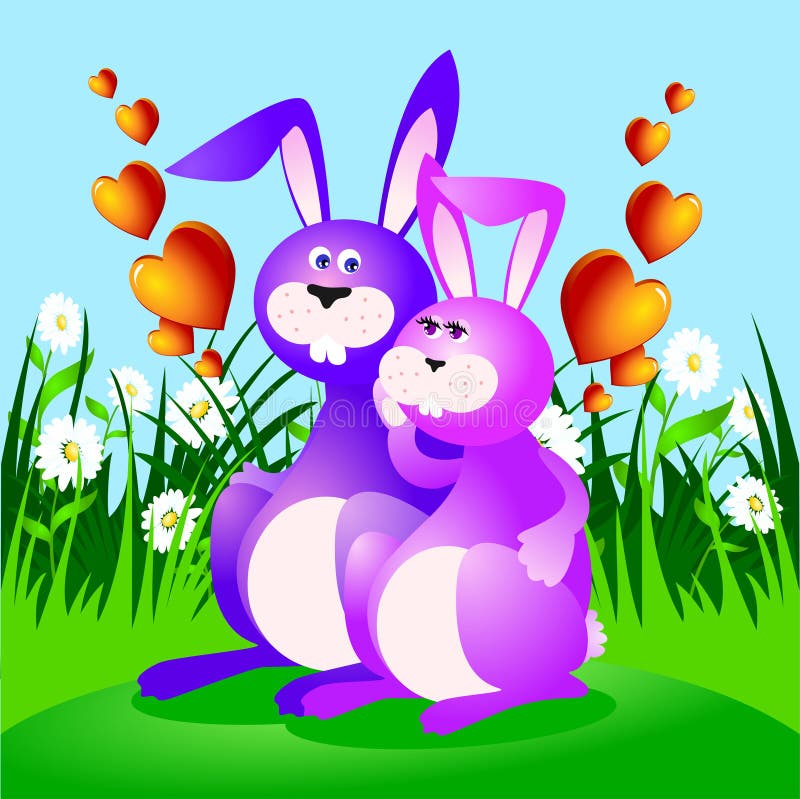 Funny rabbits lovers stock vector. Illustration of sentiment - 12725096