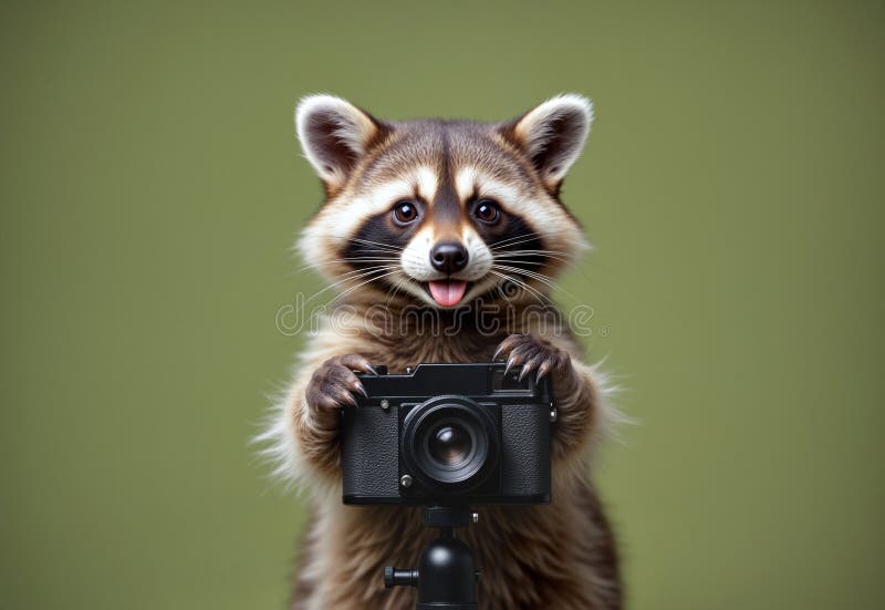 Funny Raccoon with a Camera. Raccoon - Photographer. AI Generated Stock ...