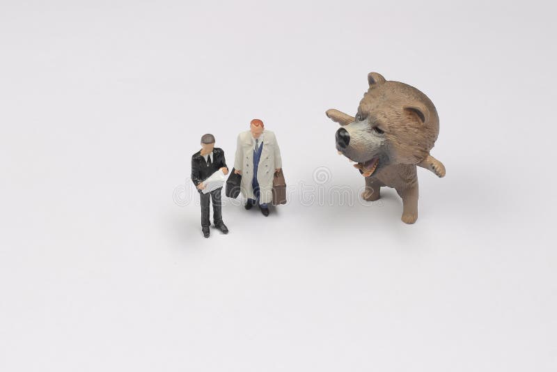 A Funny Recession Figure with Man and Bear Stock Image - Image of ...