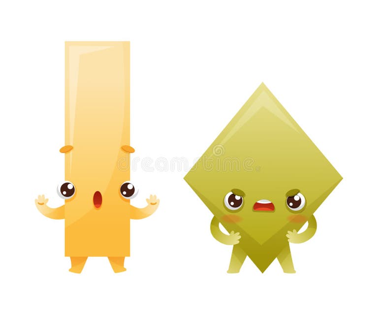 Funny Rectangle and Rhombus As Geometric Shape Character with Surprised ...