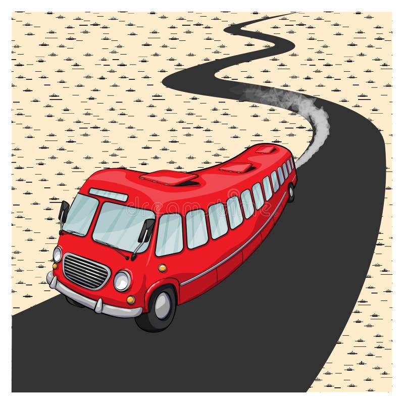 Funny red bus stock vector. Illustration of motor, drive - 198278970