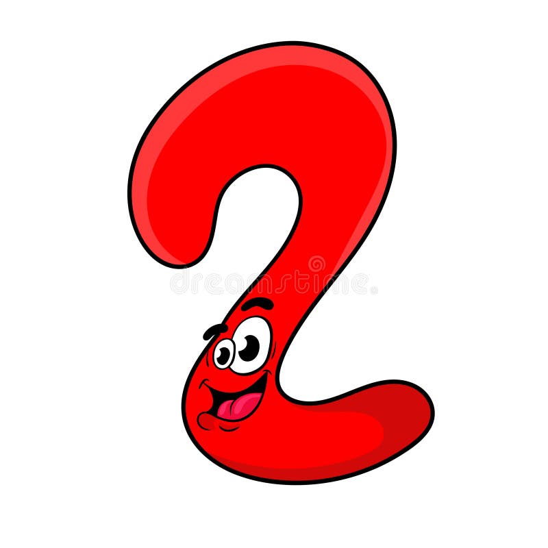 Funny Red Cartoon Number Two Character Design Vector Illustration Stock ...