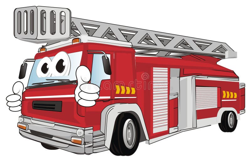 Funny red fire engine stock illustration. Illustration of service ...