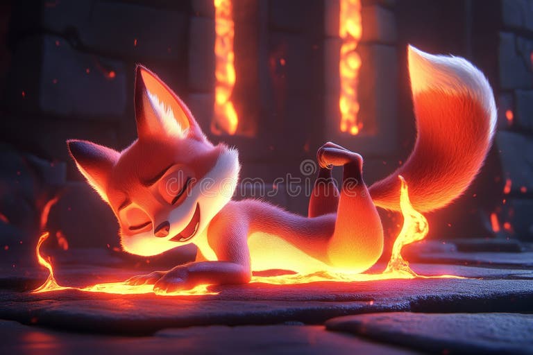 A Funny Red Fox is Stretching. Concept - Funny Animals in the Wild ...