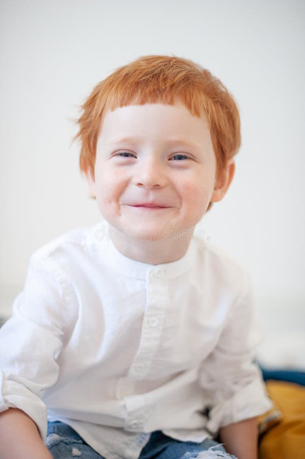 Funny Red-haired Boy with a Cat Stock Photo - Image of european, funny ...