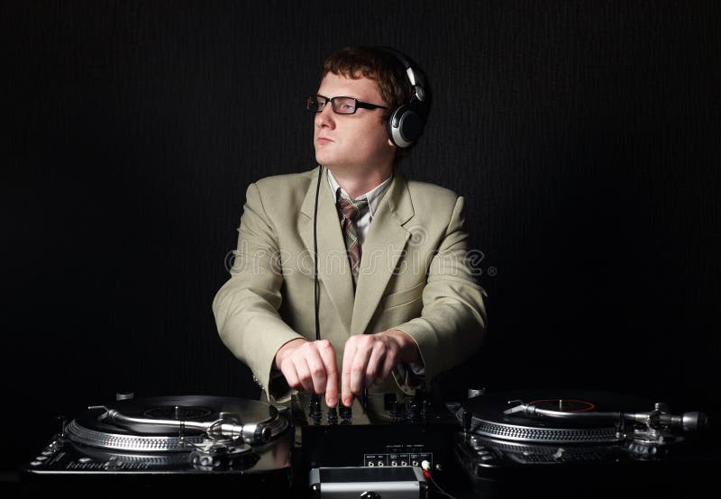 Funny red haired DJ stock photo. Image of model, night - 69149680