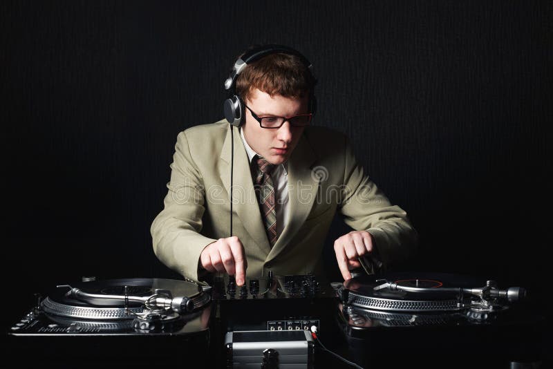 Funny red haired DJ stock photo. Image of model, night - 69149680