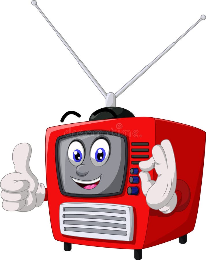 Funny Red Old Television Cartoon Stock Illustration - Illustration of ...