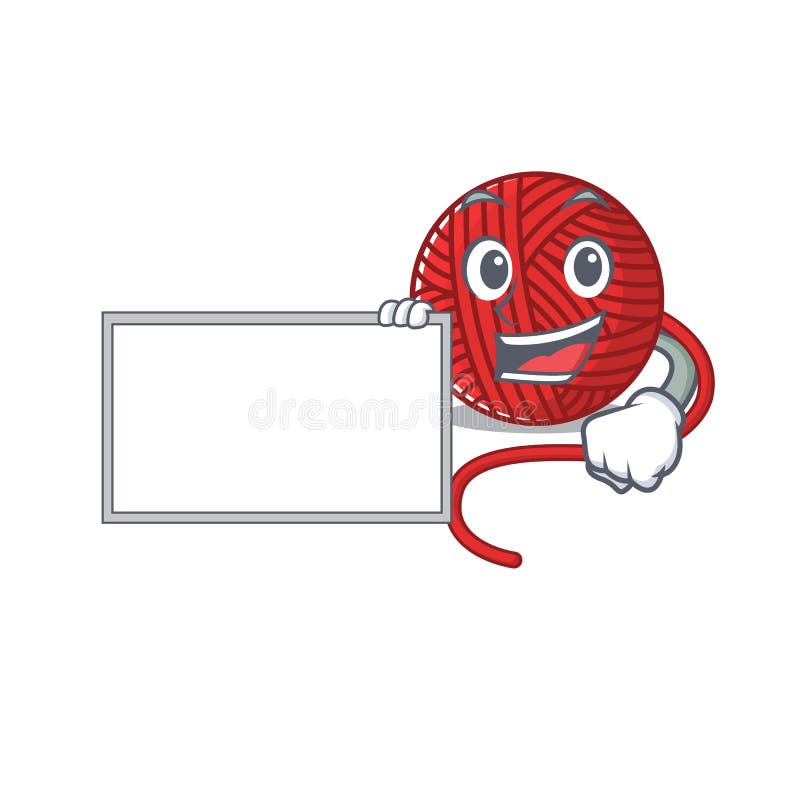 Funny Red Wool Yarn Cartoon Character Design Style with Board Stock ...