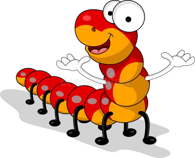 Funny red worm cartoon stock illustration. Illustration of move - 27048178