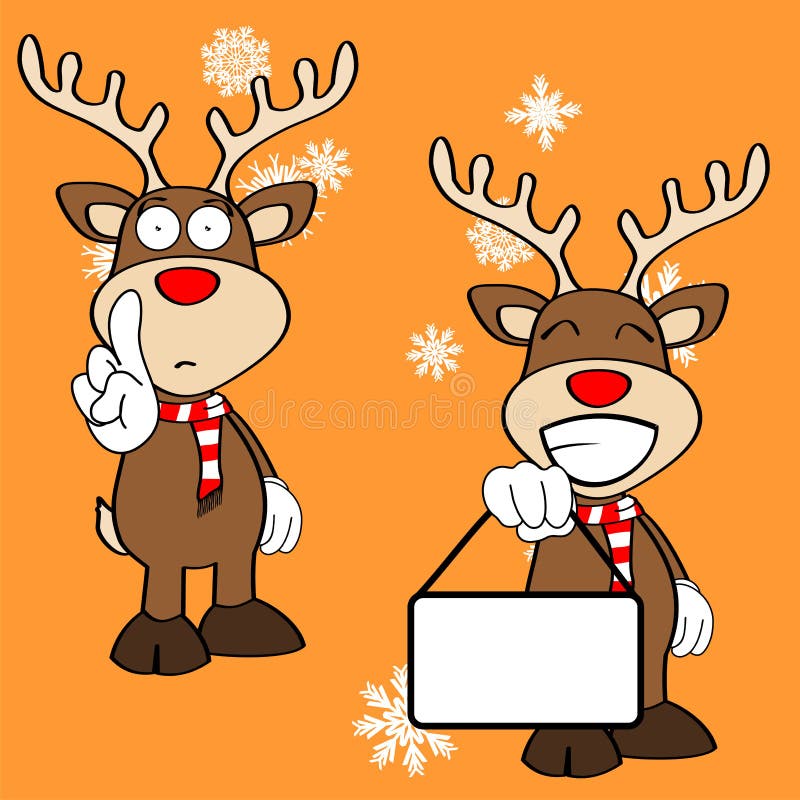 Funny Reindeer Xmas Cartoon Emotions Set8 Stock Vector - Illustration ...