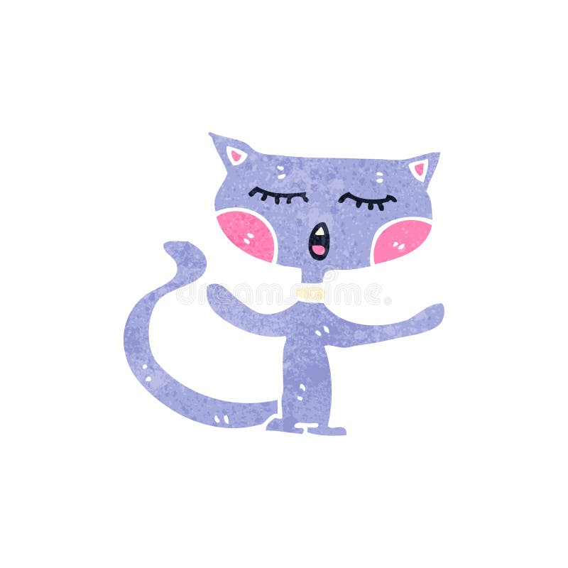 Funny retro cartoon cat stock illustration. Illustration of drawing ...