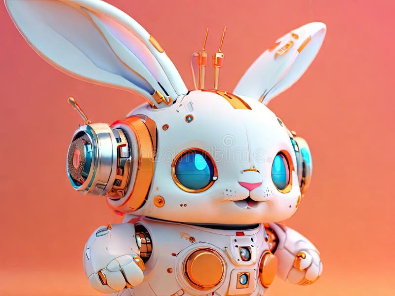 A Robot Bunny with a Head of Gears. Generative AI Image. Stock Image ...