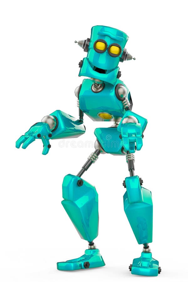 Funny Robot Cartoon Doing a Monster Pose in a White Background Stock ...