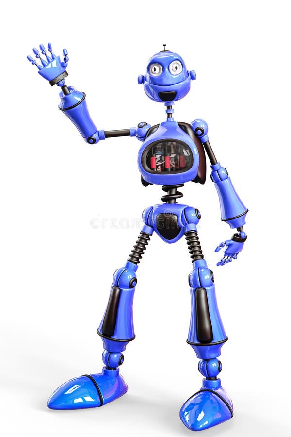 Funny and Glossy Robot Cartoon Stock Illustration - Illustration of ...