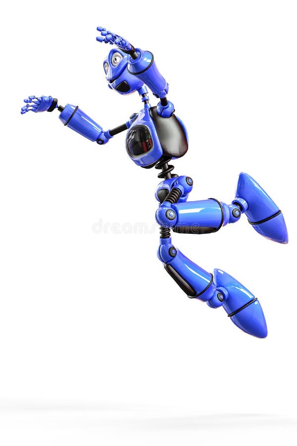 Funny and Glossy Robot Cartoon Stock Illustration - Illustration of ...