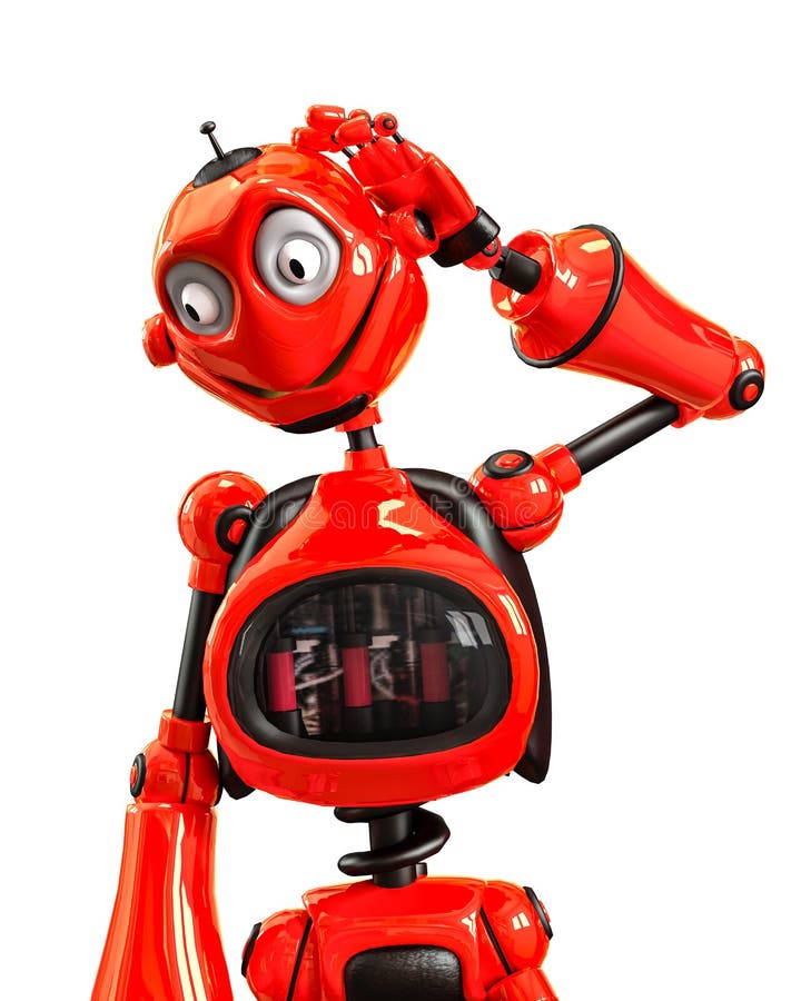 Funny and Glossy Robot Cartoon Stock Illustration - Illustration of ...