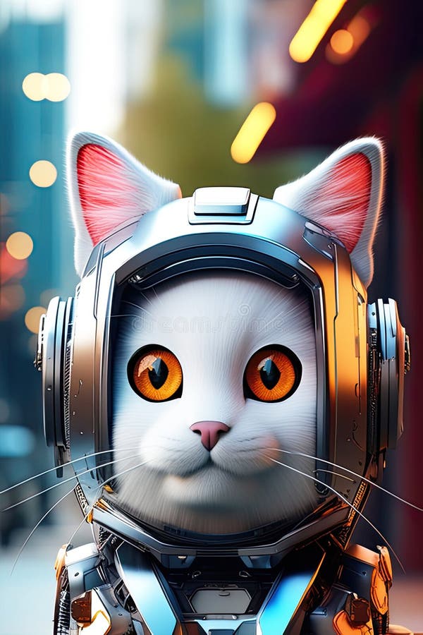 Funny Robot Cat Illustration Stock Photo - Image of cartoon, design ...