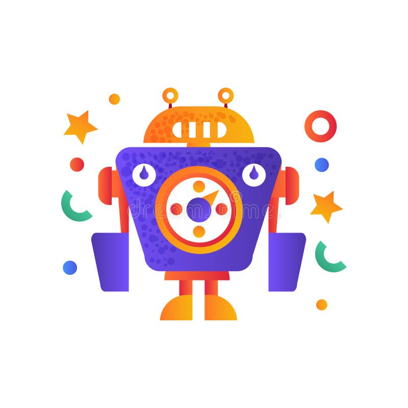 Funny Robot Character, Artificial Robotics Machine Vector Illustration ...