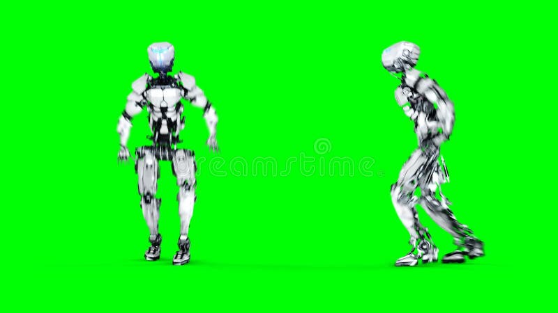 Funny Robot is Dancing . Realistic Motion and Reflections. 4K Green ...