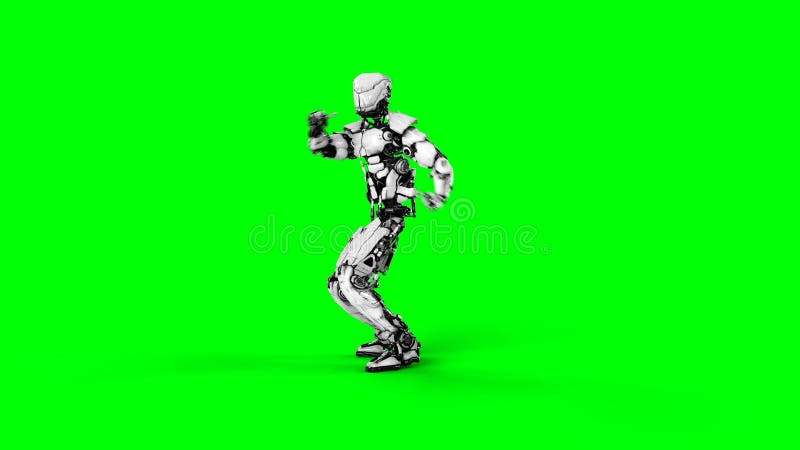 Funny Robot is Dancing . Realistic Motion and Reflections. 4K Green ...