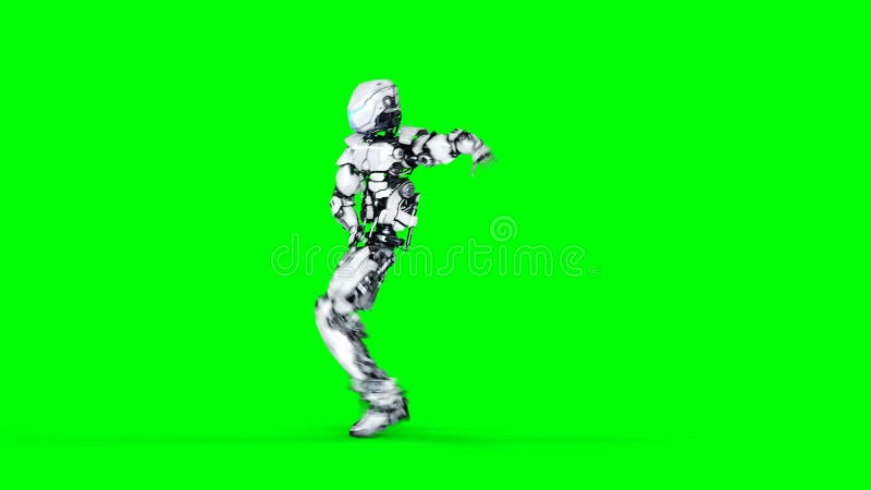 Funny Robot is Dancing . Realistic Motion and Reflections. 4K Green ...