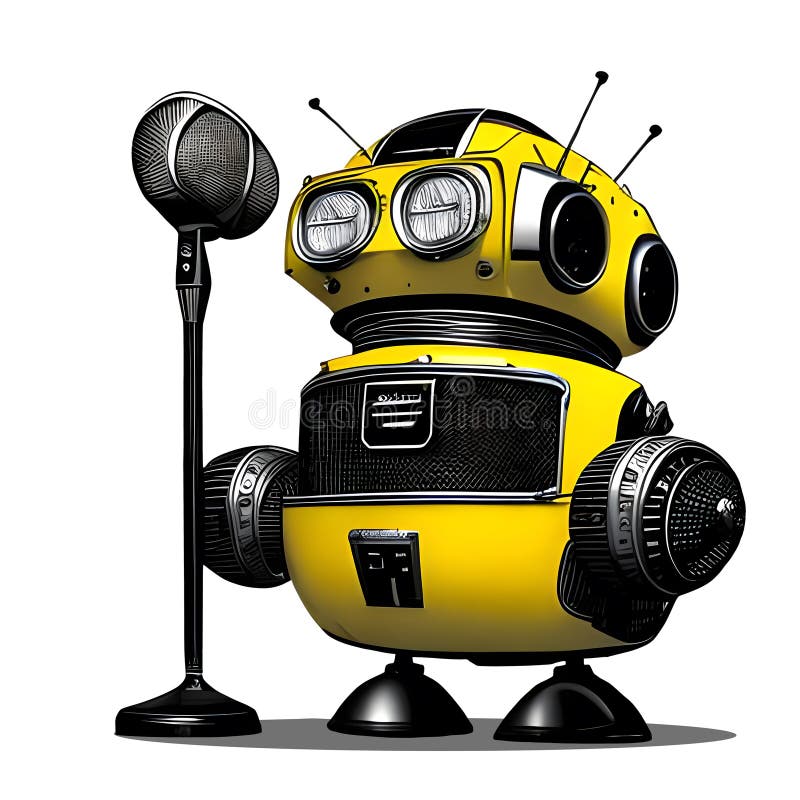 Robot Singer Performing on a Stage with Microphone Singing Popular Song ...