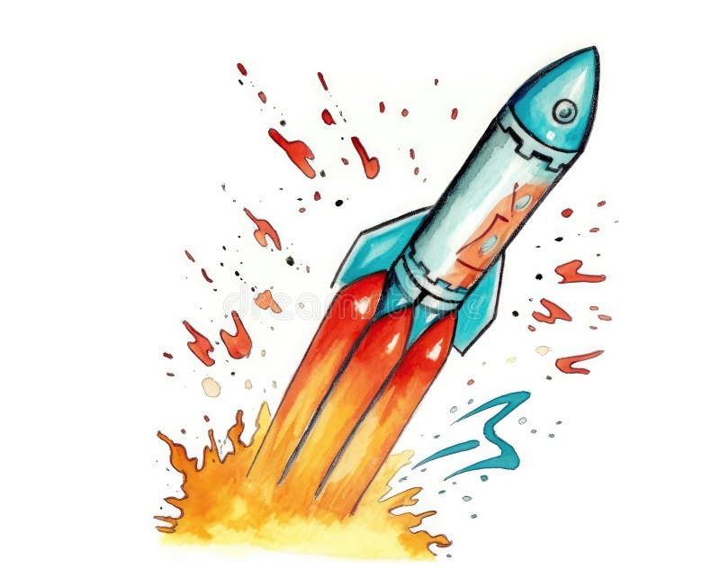 Funny Rocket Art on a White Background. Generative AI Stock ...