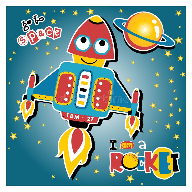 Funny rocket cartoon stock illustration. Illustration of isolated ...