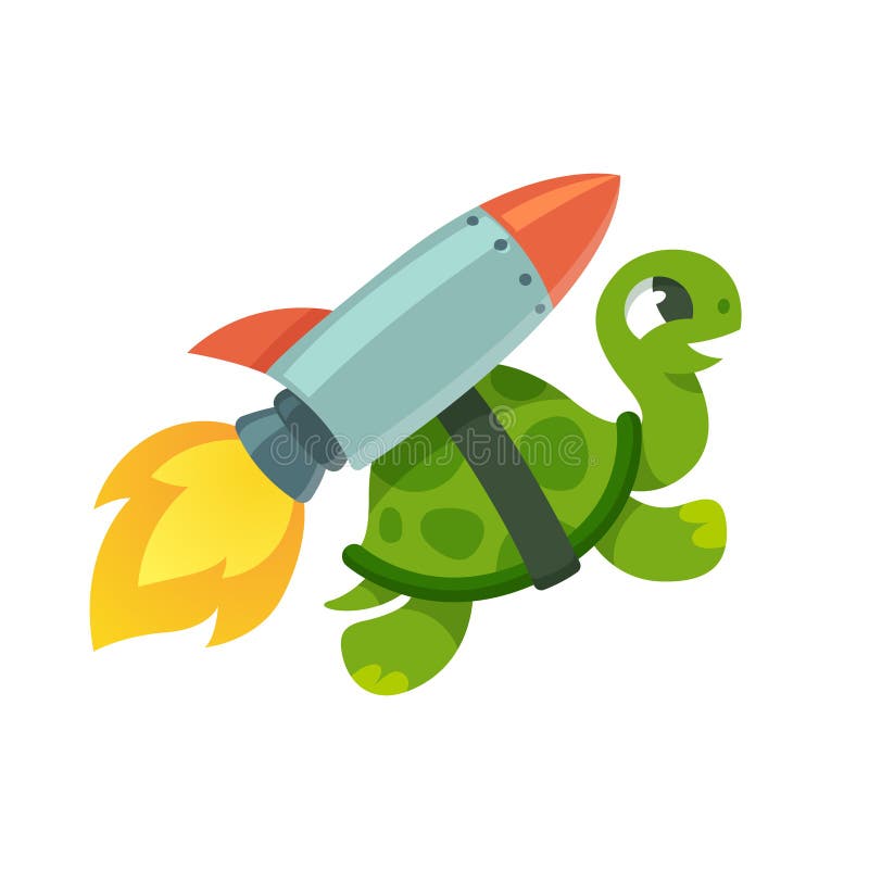 Funny Rocket Turtle Illustration Stock Vector - Illustration of ...