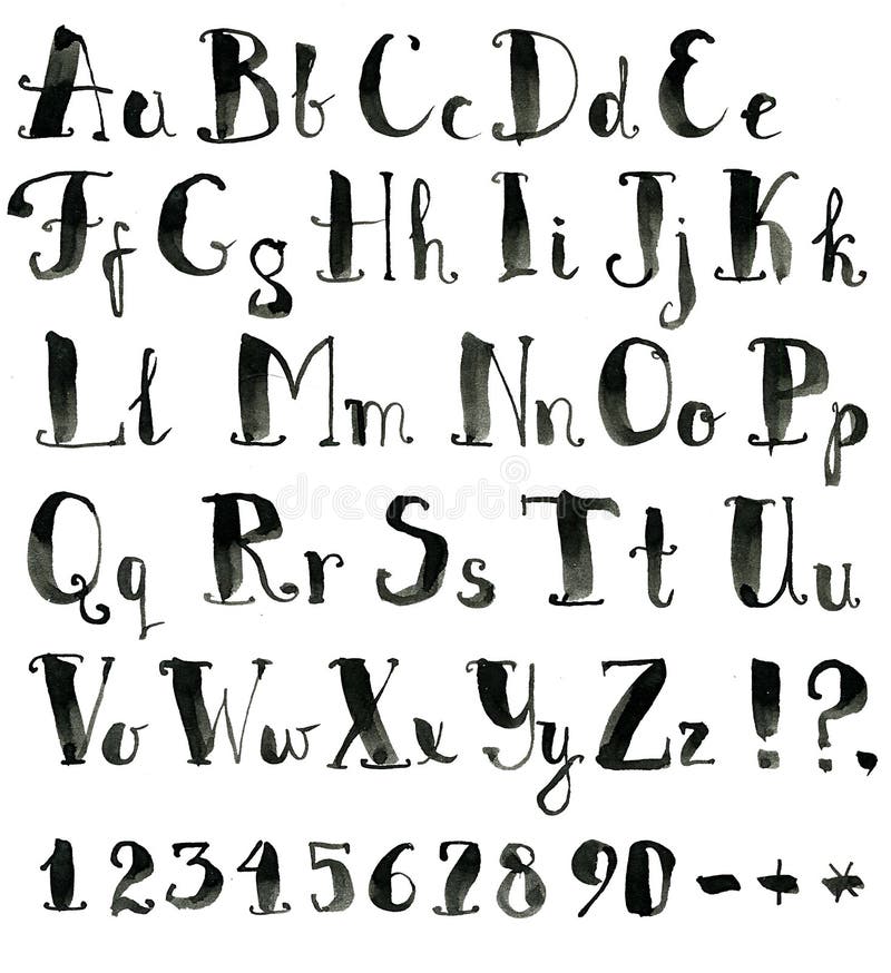 Funny Rough Ink Latin Alphabet. Hand Drawn Black Font Stock ...